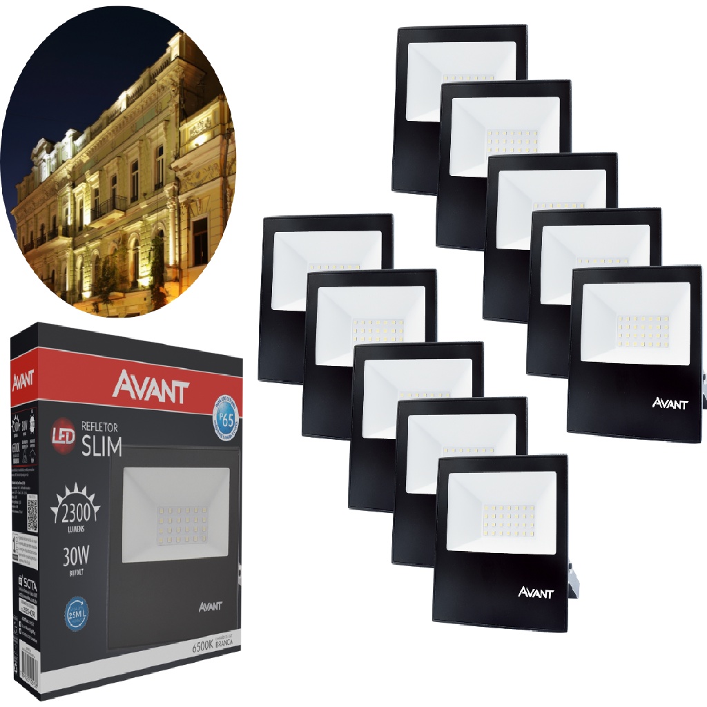 Kit 10 Refletor Led 30w Bivolt Branco Frio 6500k Avant | Shopee Brasil