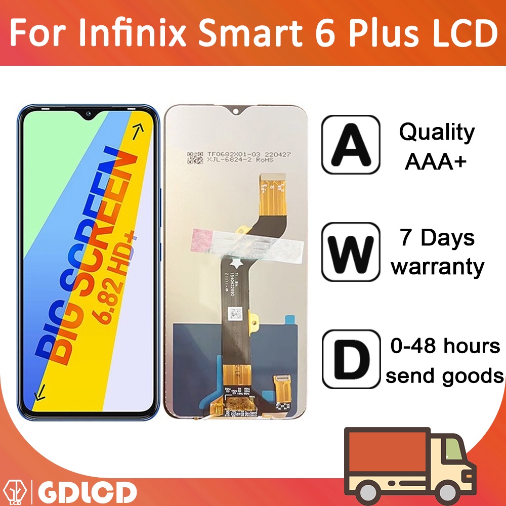 Para Infinix Smart 6 Plus X6823 X6823C LCD Com Moldura Display Tela De ...