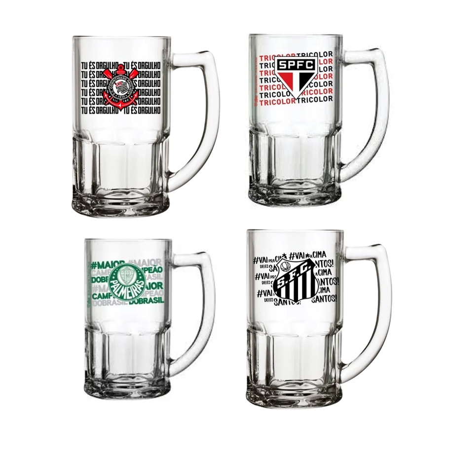 Caneca de Chopp e Cerveja em Vidro Estampa Time 340ml-Allmix | Shopee Brasil