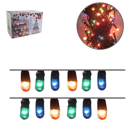 Pisca Pisca Cascata Decorativa 100 Lampadas Led Colorido 4,2 MT - 220V ...