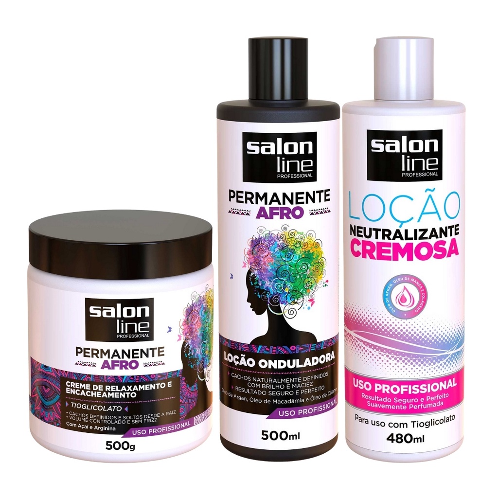 Kit Permanente Afro Salon Line Tratamento Completo | Shopee Brasil