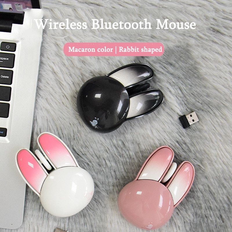Mofii Cute Cartoon Rabbit Mouse Sem Fio Kawaii Modo Duplo Bluetooth ...