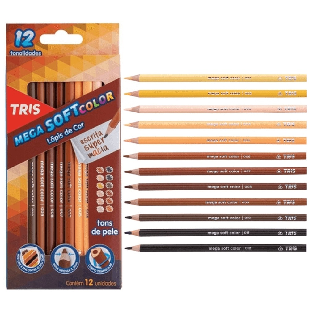 Lapis De Cor Mega Soft Color Tons De Pele 12 Cores (Ref. 687735) Tris ...