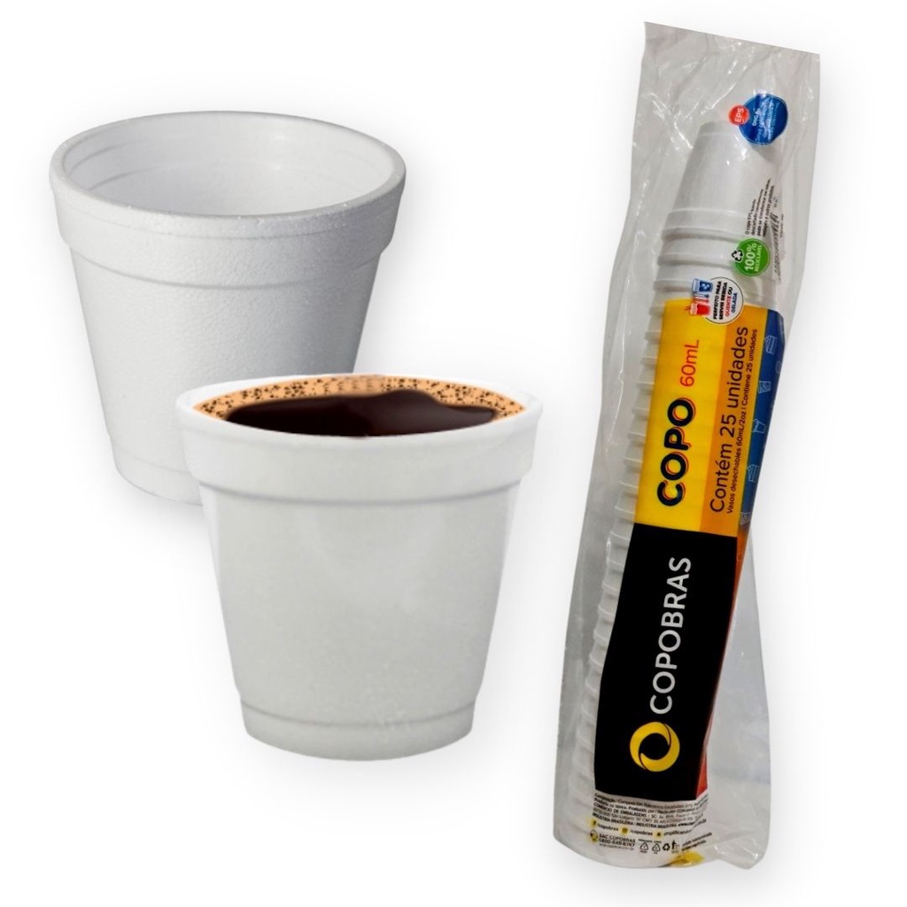 Copo Térmico de Isopor Copobras 60ml pct 25 Unidades | Shopee Brasil