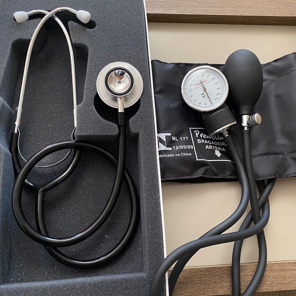 Kit Enfermagem Acadêmico Preto Esteto Esfigmo Com Bolsa Premium ...