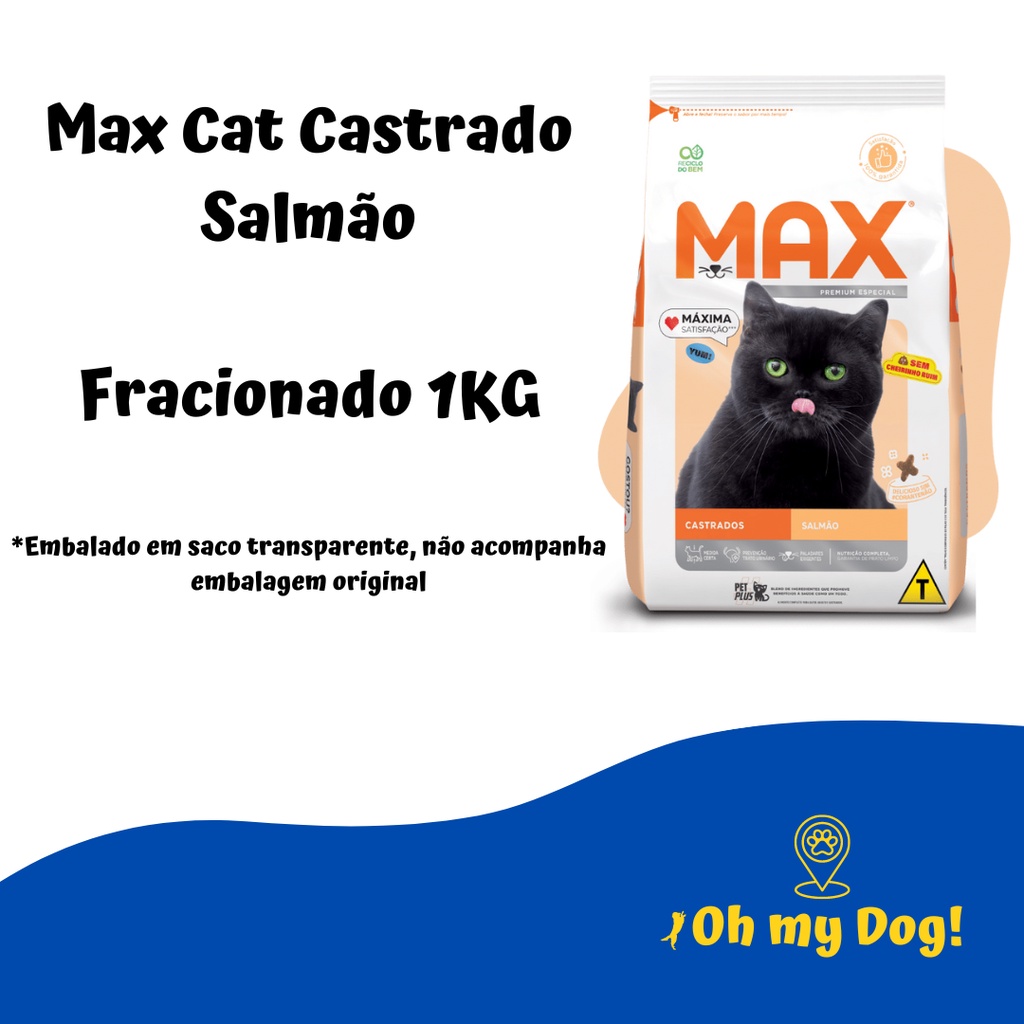 MAX CAT CASTRADO SALMÃO GRANEL 1KG | Shopee Brasil