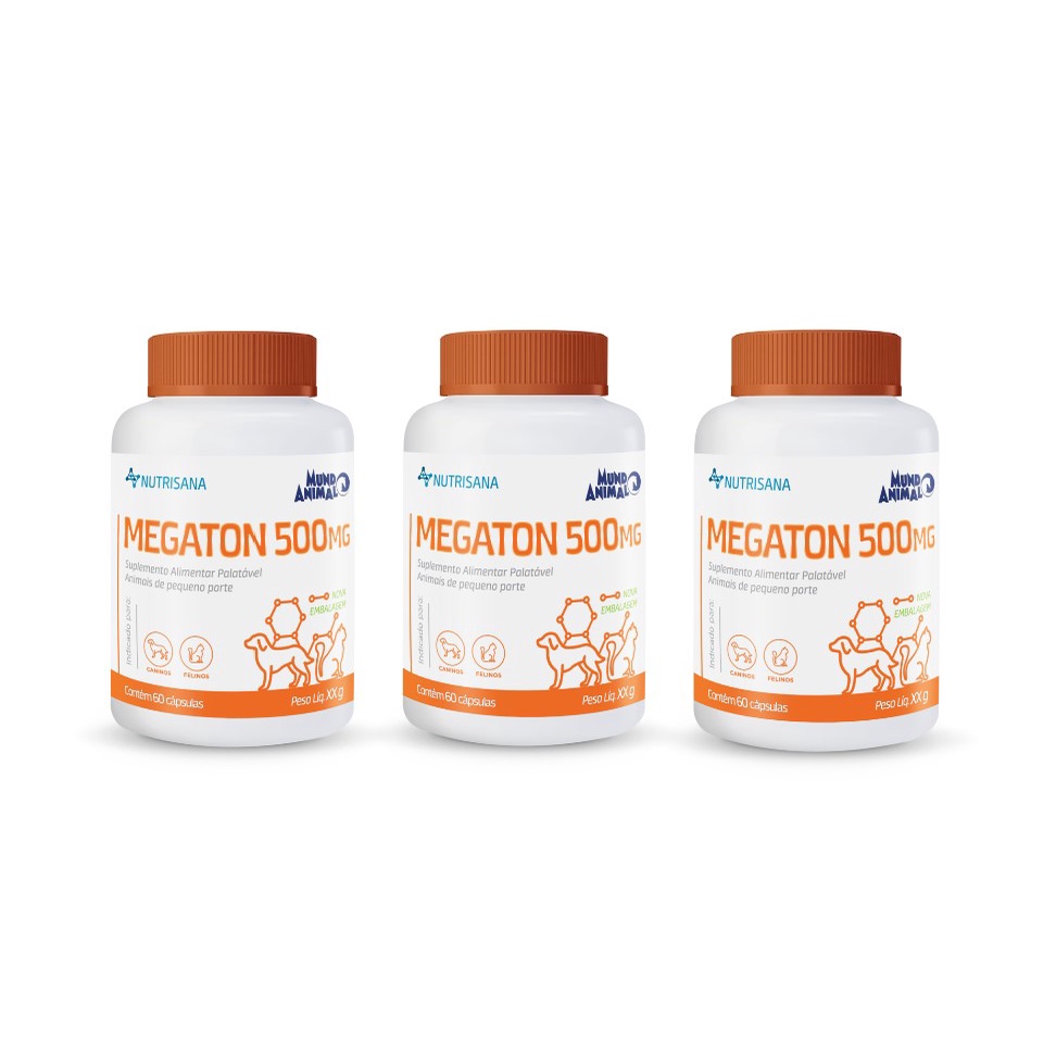 Kit 3 Megaton 500mg 60 Comprimidos 30g Nutrisana | Shopee Brasil