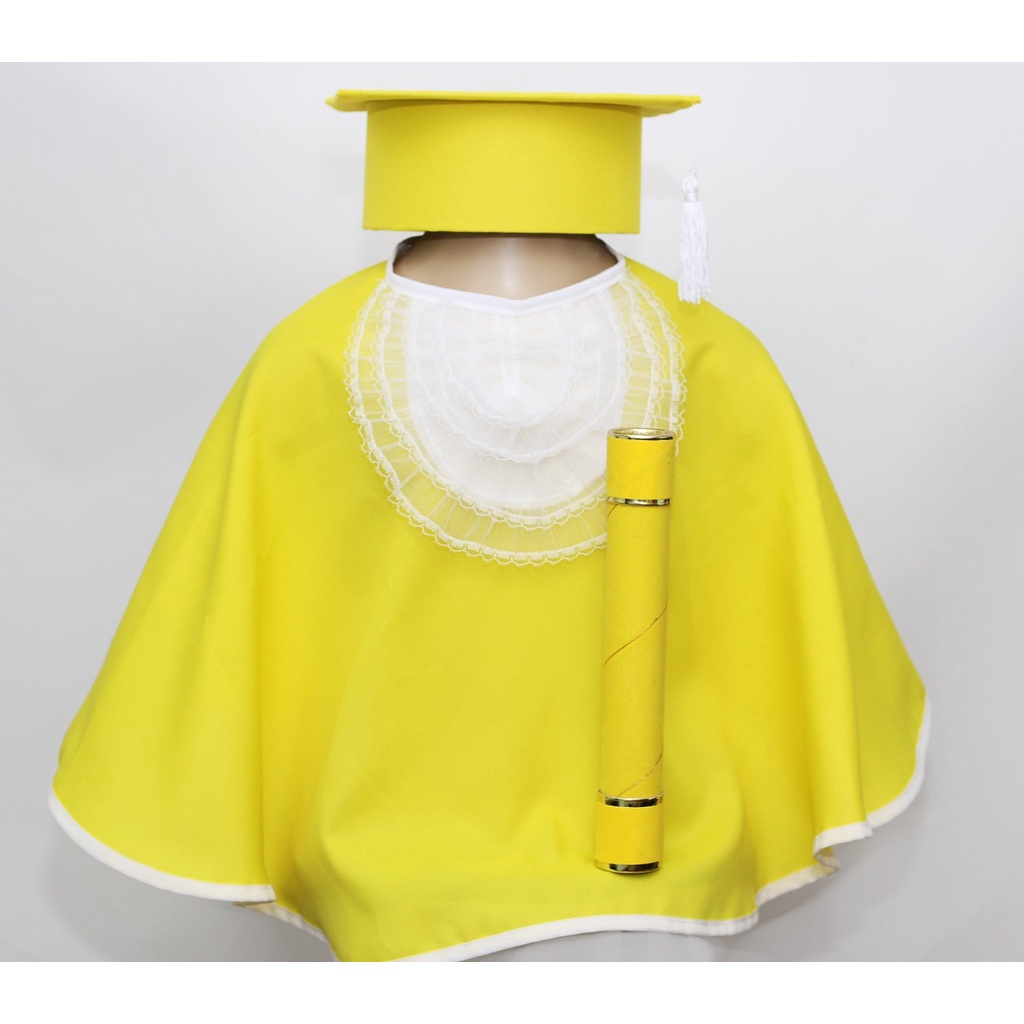 Meia Beca Infantil - Amarelo - Com capelo, pingente e Canudo em camurça ...