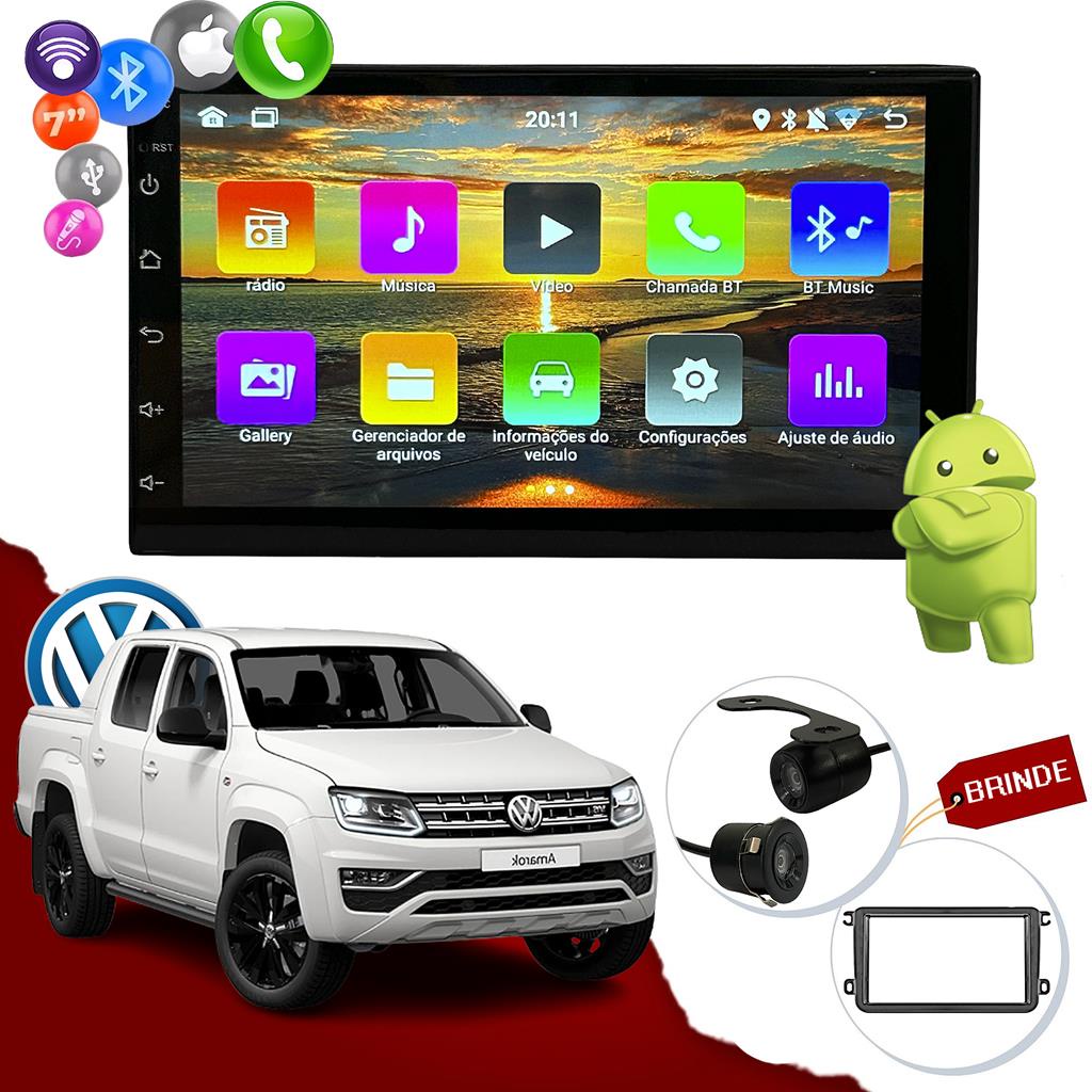 Central Multimidia VW Amarok 2015 2016 2017 2018 2019 2020 2021 Android Gps Wifi + Camera de re ...
