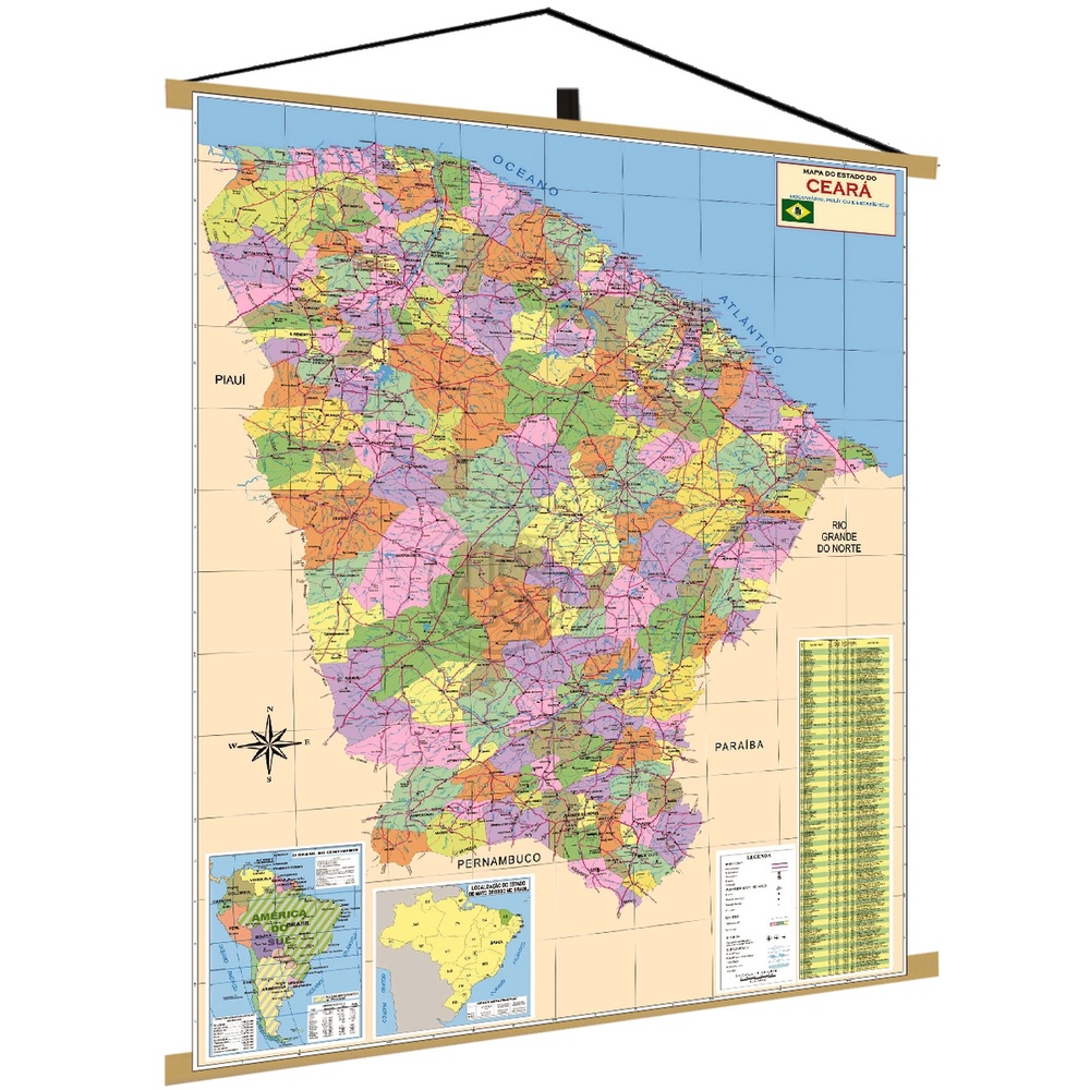 Mapa Estado Ceara Politico Banner Poster Geográfico Escolar | Shopee Brasil