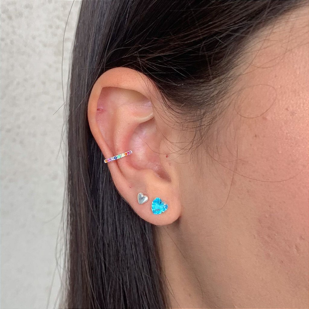 Piercing Fake Colorido Delicado Minimalista Prata 925 Conch | Shopee Brasil