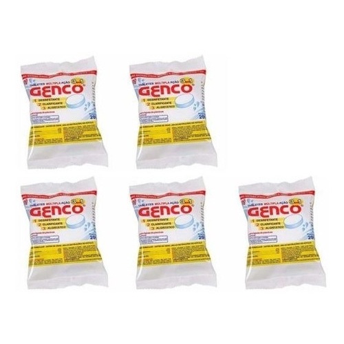 Kit 5 Pastilha De Cloro 3 Em 1 Genco Tablete 200g -genco | Shopee Brasil