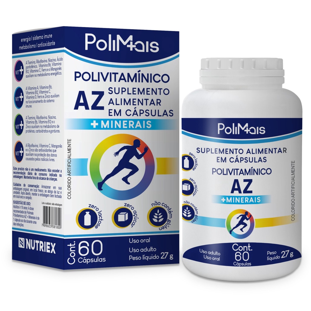Polimais A-Z 60 Capsulas Imunidade Energia Metabolismo | Shopee Brasil