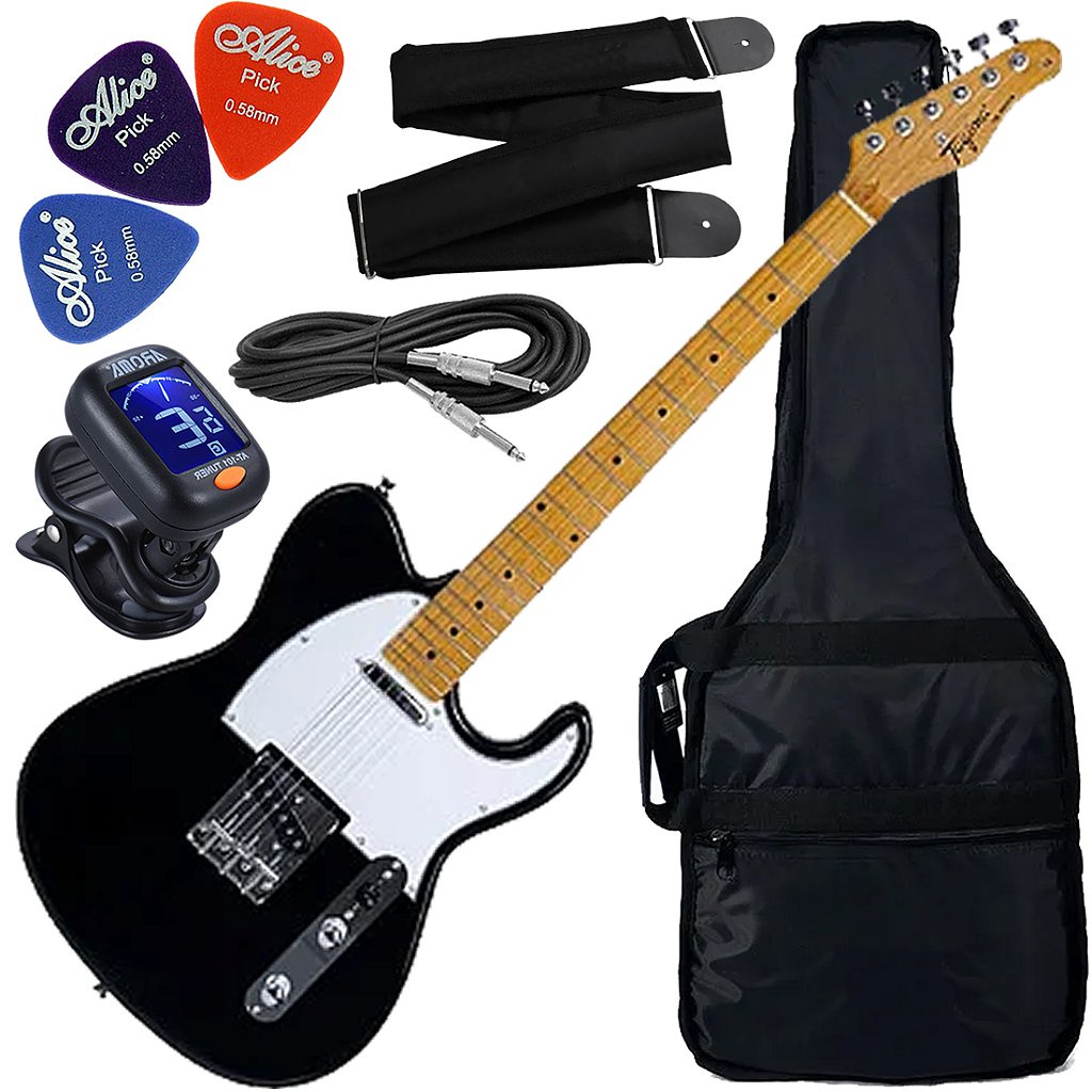 Kit Guitarra Tagima Telecaster Tw55 Bk Preta Woodstock GX01 - Faz a Boa!