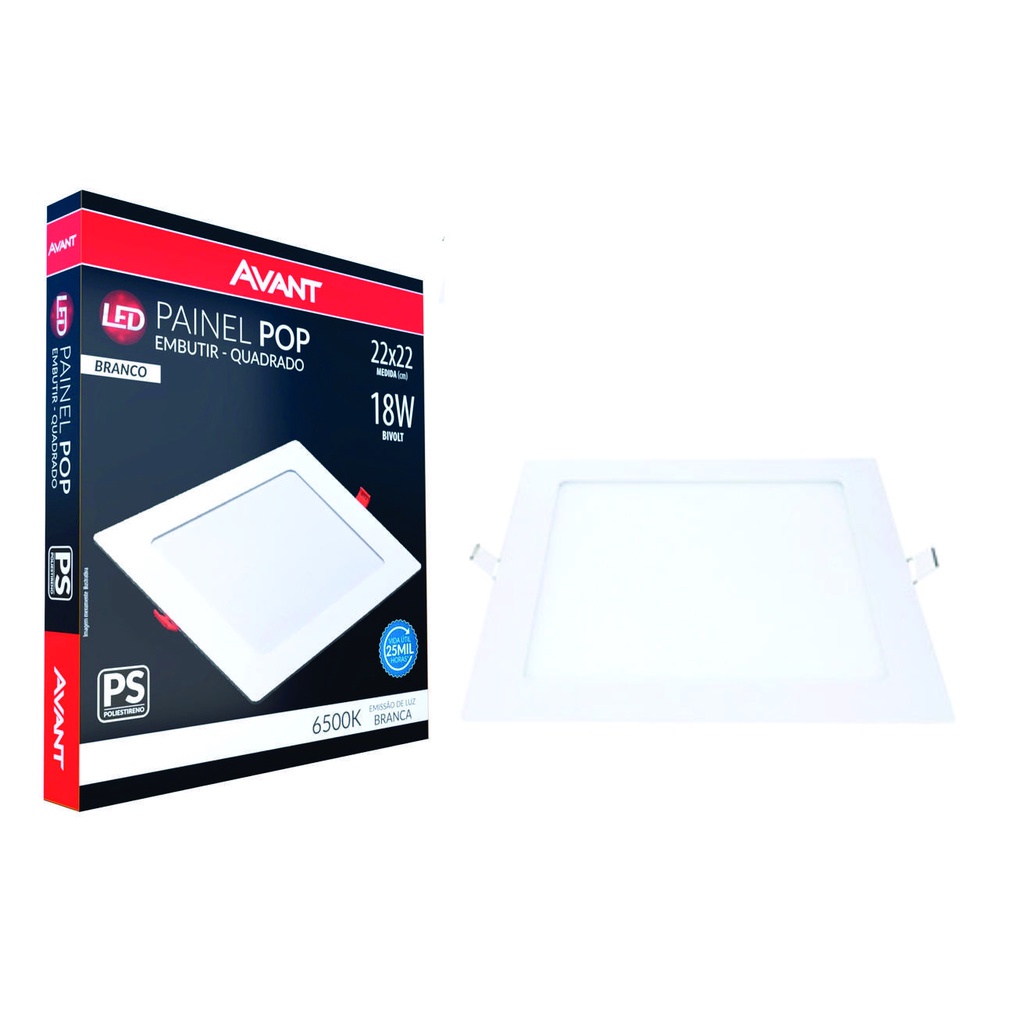 Kit 3 Painel Plafon Led Embutir 18w 22x22 Luz Neutra 4000k Branco Frio 6500K | Shopee Brasil