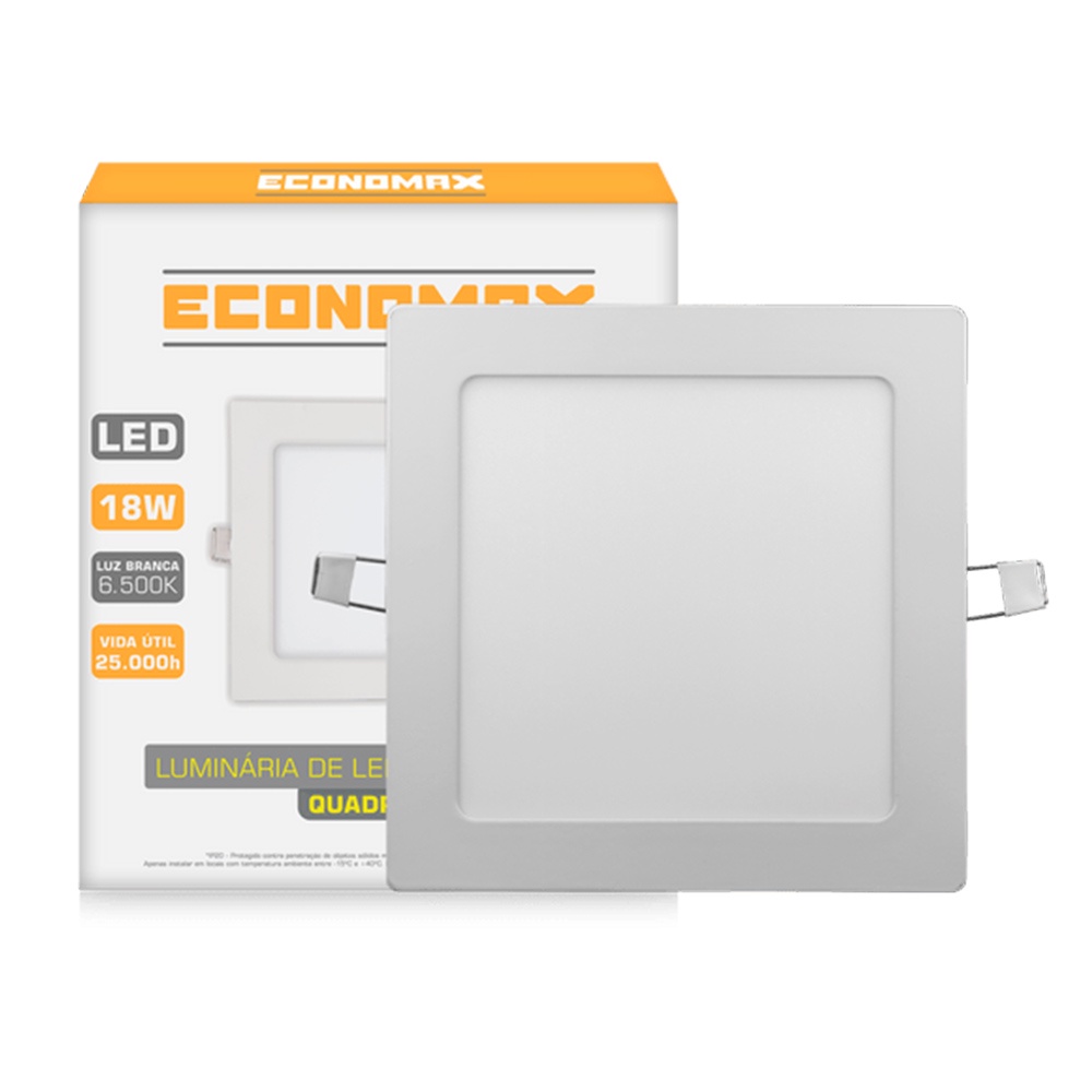 Painel Led Quadrado para Embutir Plafon 18w 6500k Economax | Shopee Brasil