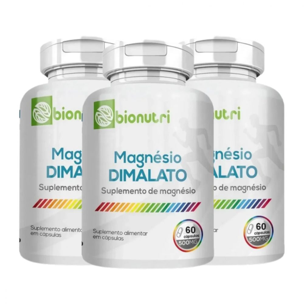 Kit com 3 Bionutri Magnesio Dimalato 60 Capsulas 500mg Cada | Shopee Brasil