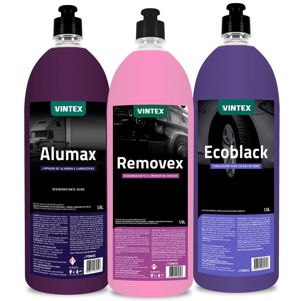 Kit Alumax Ecoblack Removex Vintex Vonixx 1,5 Litros | Shopee Brasil