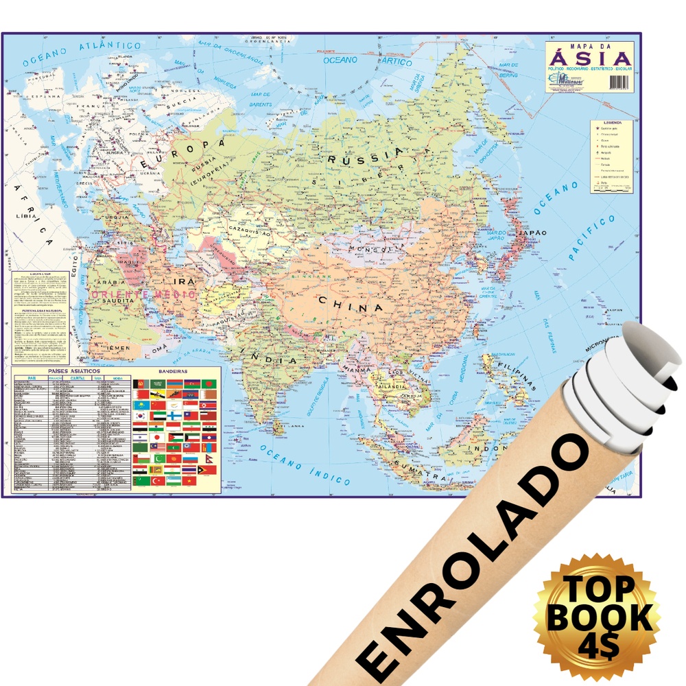 Mapa Ásia Continente Mundi Politico Poster Geografico | Shopee Brasil