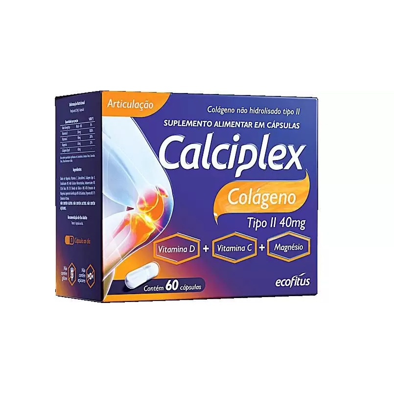 Calciplex Colágeno Tipo 2 40mg 60 Cápsulas - Ecofítus | Shopee Brasil