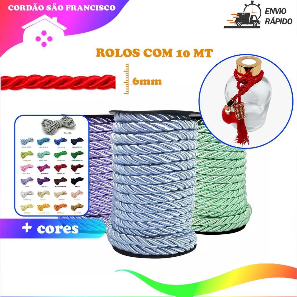 Cordao Sao Francisco - 06mm - Rolo C/10 Metros | Shopee Brasil