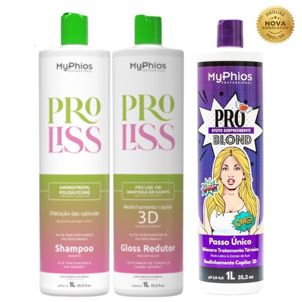 Kit Progressiva Proliss Blond 1l + Proliss 2x1l Myphios | Shopee Brasil
