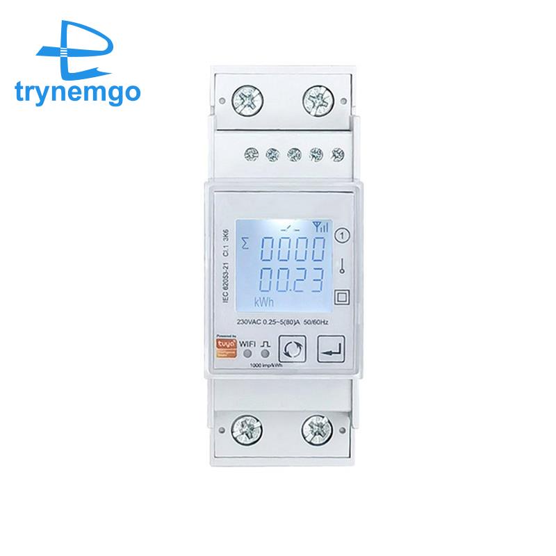 Tuya Smart ZigBee Medidor De Energia Bidirecional Monofásico 80A Din ...