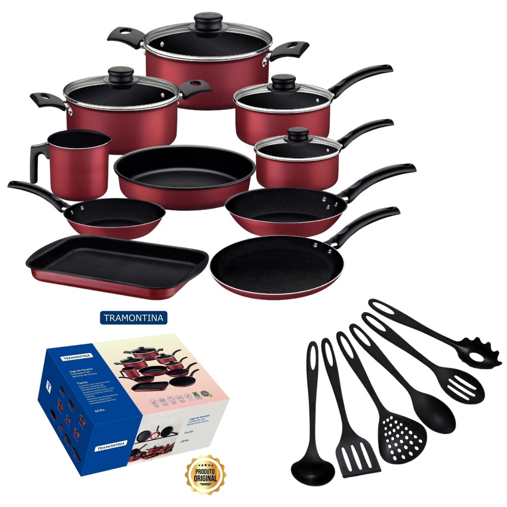 Kit Jogo de Panelas Tramontina Turim 16 Peças Utensílios de Cozinha ...