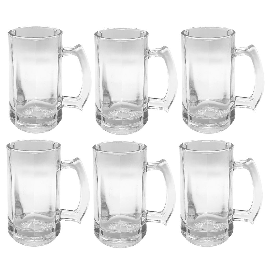 Kit 6 Canecas De Vidro Zero Grau Temperado Grosso Chopp Cerveja Congelável 350ml | Shopee Brasil