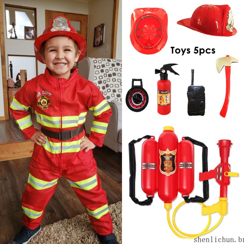 Bombeiro Do Dia Das Bruxas Traje Cosplay Para Crianças Meninos Meninas ...