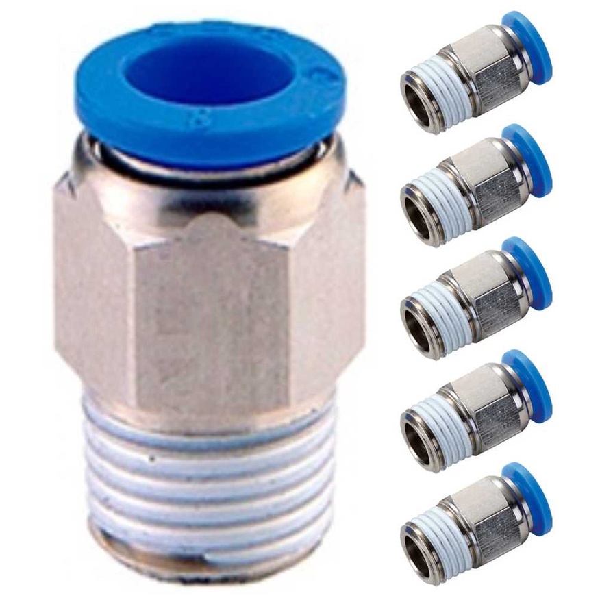 5 Conexões Pneumáticas Instantâneas Reta Macho 10mm 1/4" NPT | Shopee Brasil