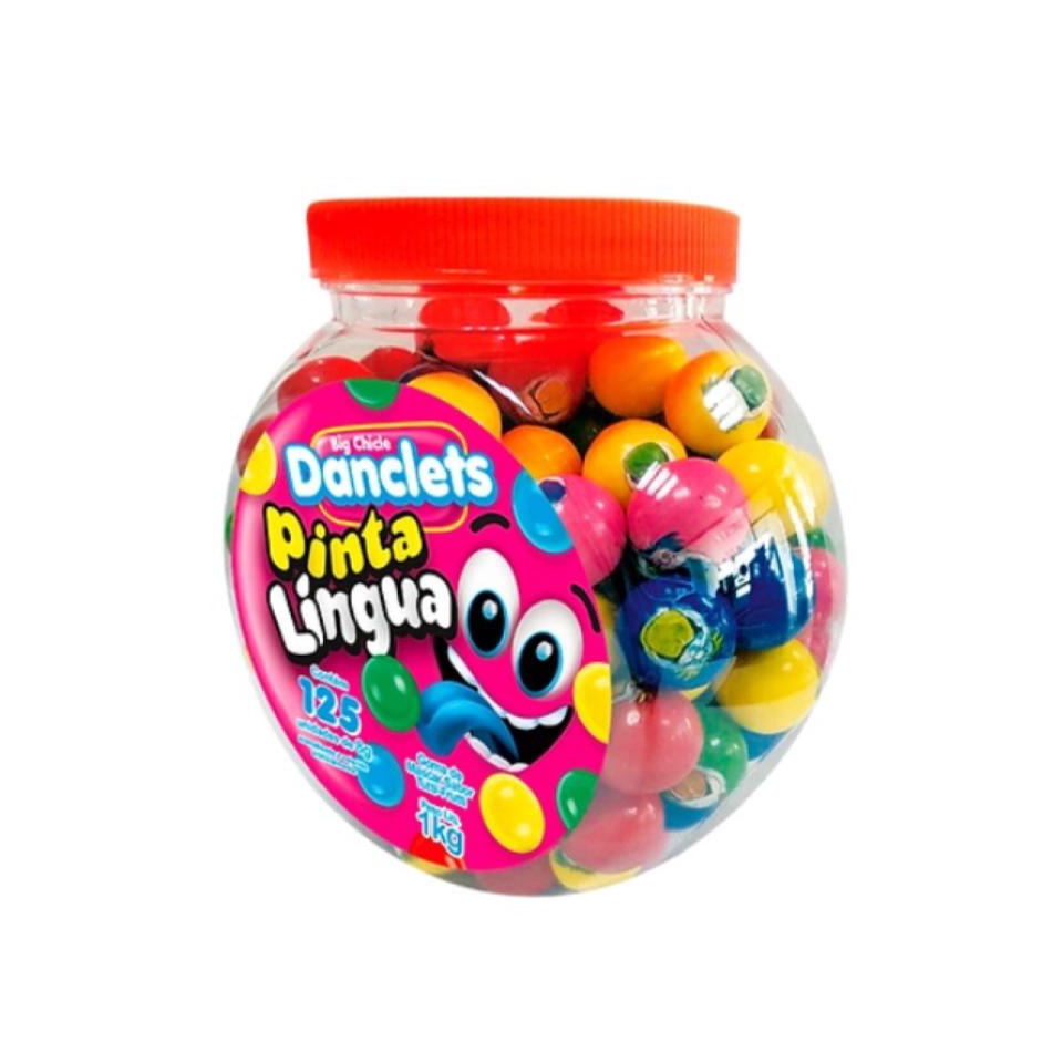 Chiclete Big Chicle Pinta Língua Danclets C/ 125 Unid 1Kg | Shopee Brasil