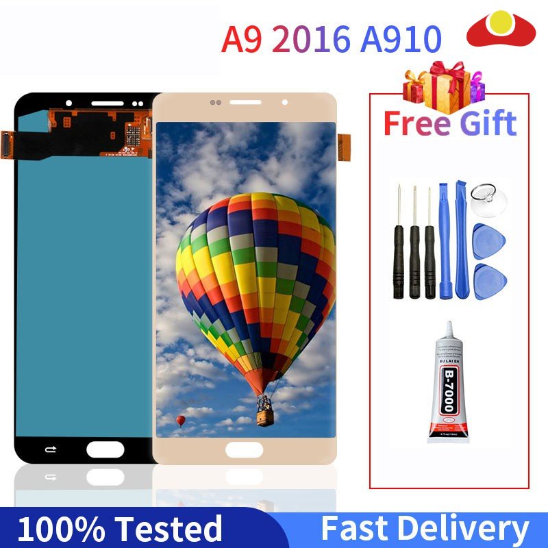 Para Samsung Galaxy A9 Pro 2016 A910 A9100 A910F Display LCD Digitalizador De Tela Sensível Ao ...