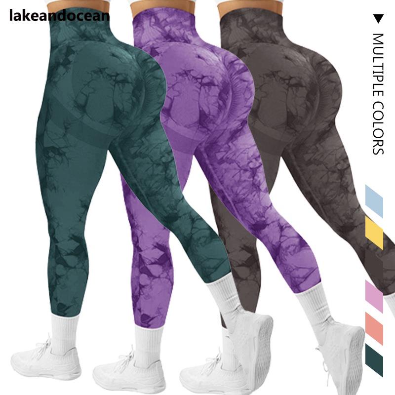 Tie Dye Legging Academia Levanta Bumbum Sem Costura Cintura Alta Yoga