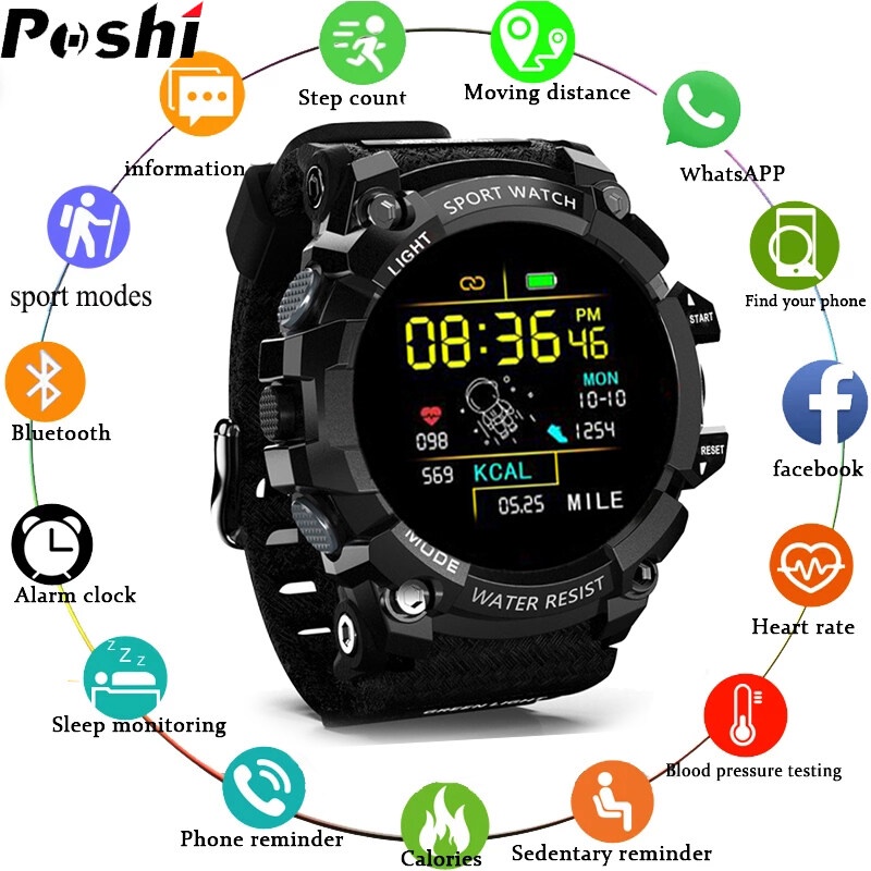 POSHI Men Smartwatch Relógio Inteligente Esportivo Original À Prova D ...