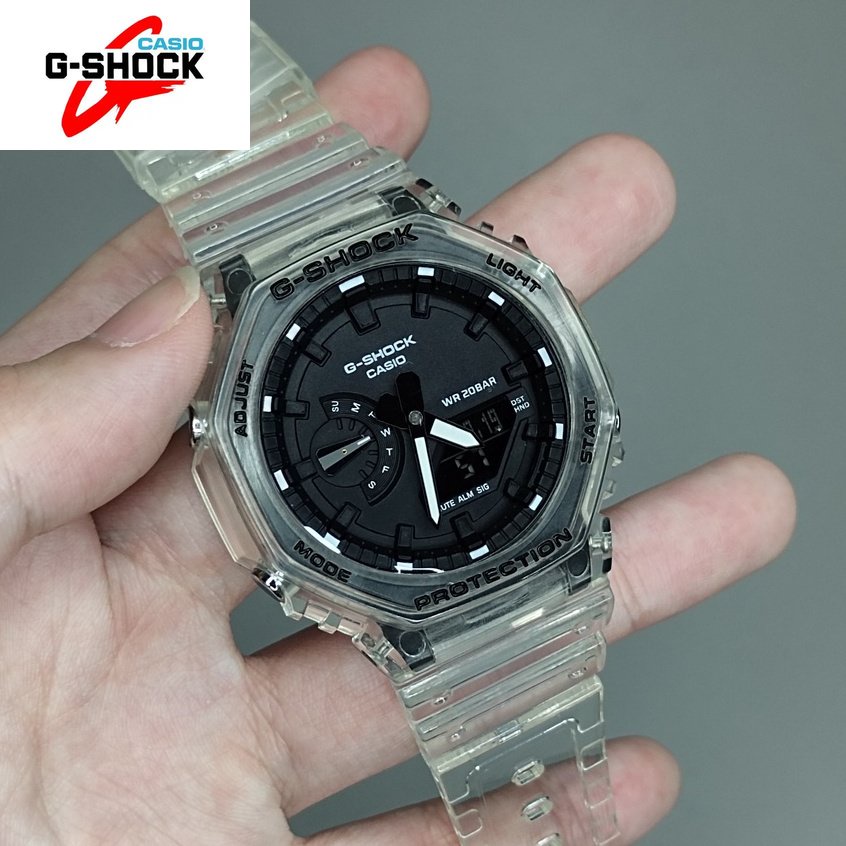 Relógio Japonês GA-2100 Esportivo 2100SKE-7A Transparente Nova Versão À ...
