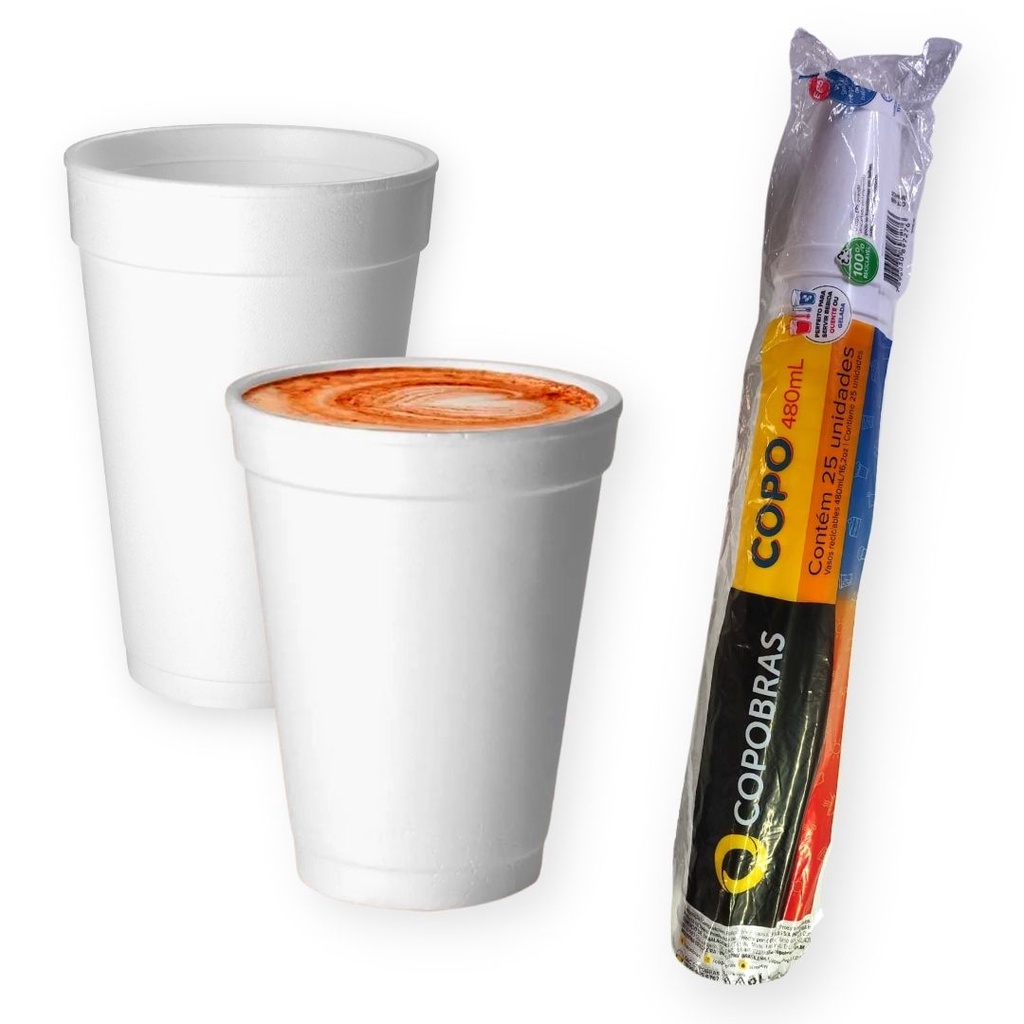 Copo Térmico de Isopor Copobras 480ml pct 25 Unidades | Shopee Brasil