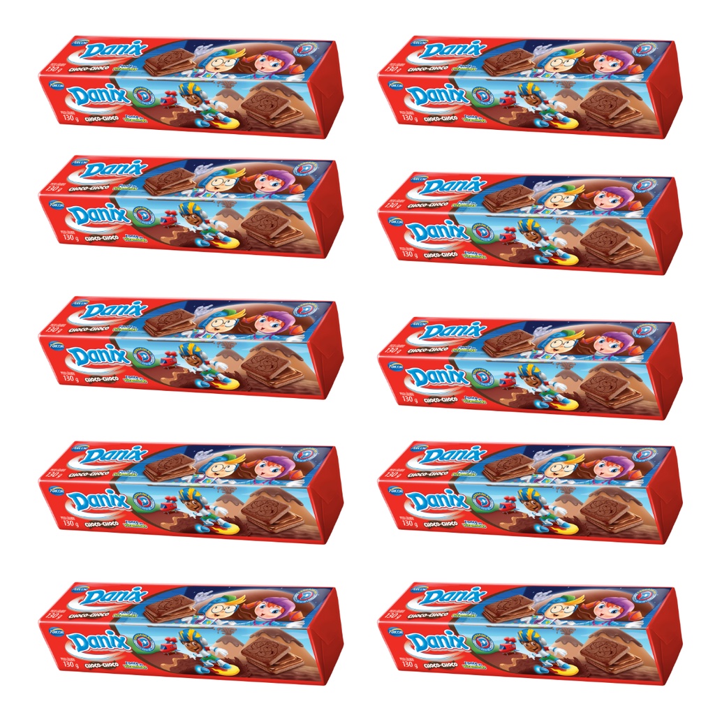 Biscoito Recheado Danix Kit C/10 Und sabor Chocolate | Shopee Brasil