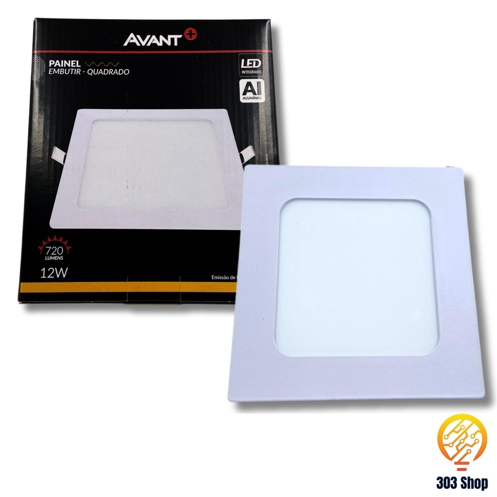 Painel Plafon Led Embutir 17x17 Quadrado Luminaria Amarela 12W 3000K ...