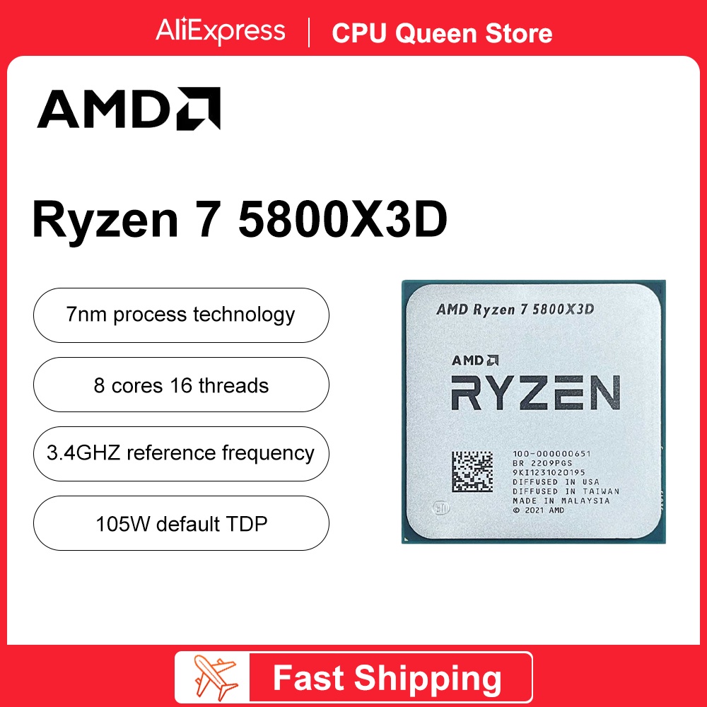 AMD New Ryzen 7 5800X3D R7 5800X3D 3.4GHz 8 Core 16 Thread CPU ...
