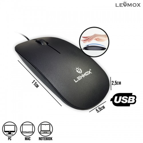 Mouse com fio Lehmox PRETO | Shopee Brasil