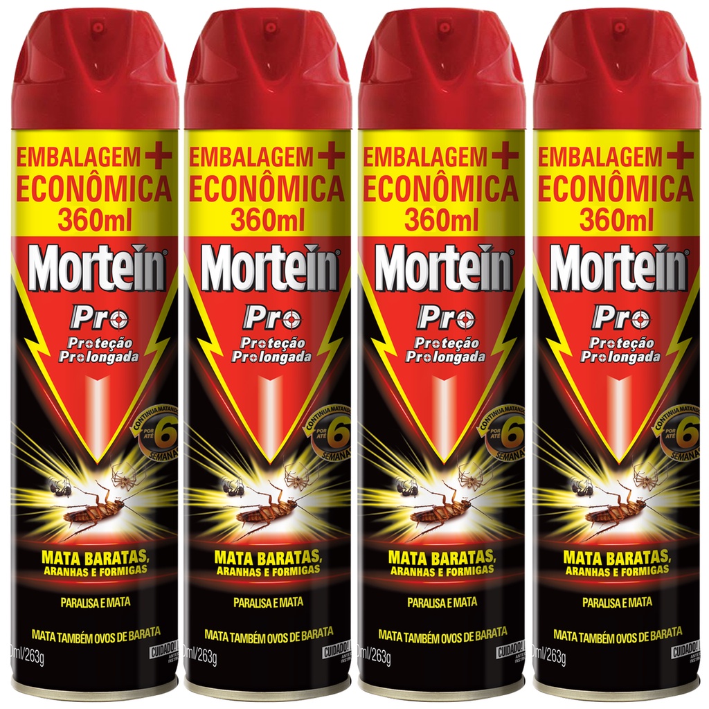 Kit 4 Repelente Mata Baratas Barreira Ativa Protetora Mortein Pro 360ml ...