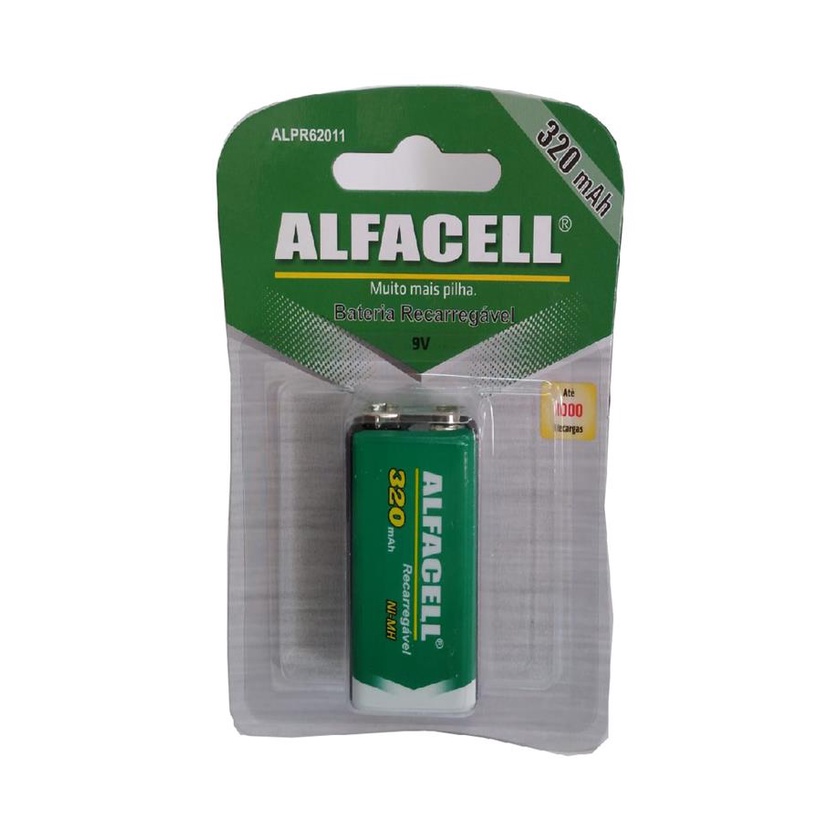 Bateria Recarregavel 9 Volts Alfacell 9v 320mah Original Top | Shopee ...