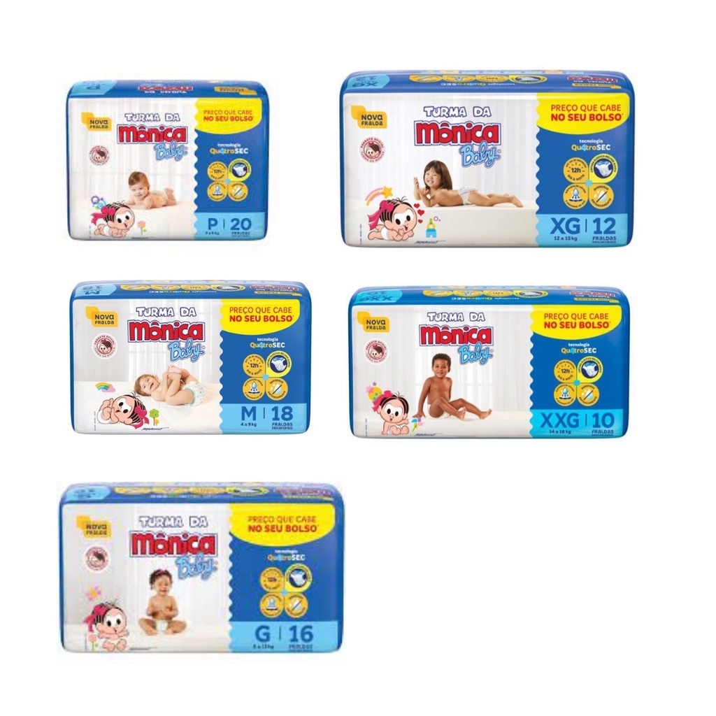 Fralda Turma da Mônica Baby Jumbinho P ao XXG | Shopee Brasil