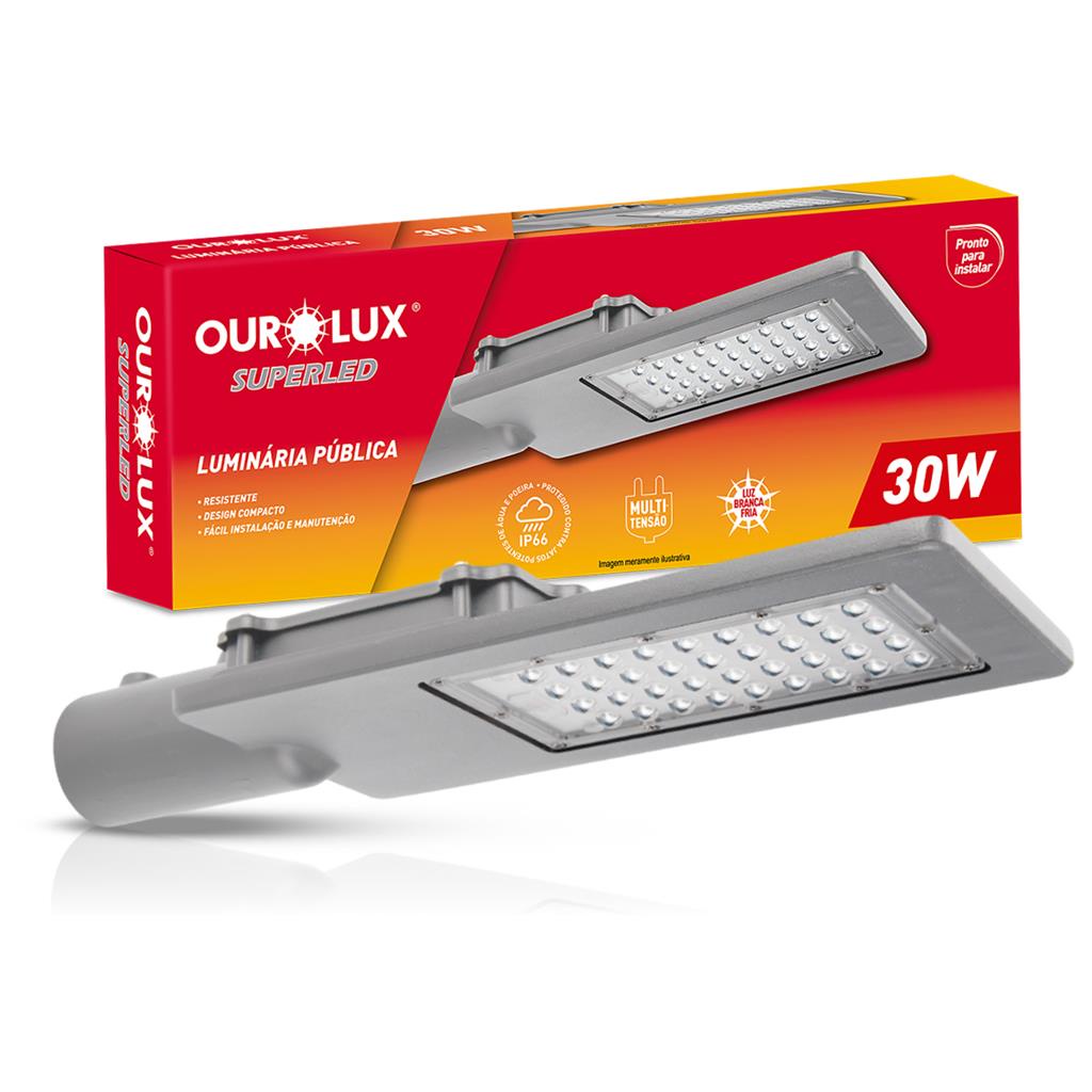 Luminaria Publica Led 30w Bivolt 6000K Luz Branca Ourolux | Shopee Brasil