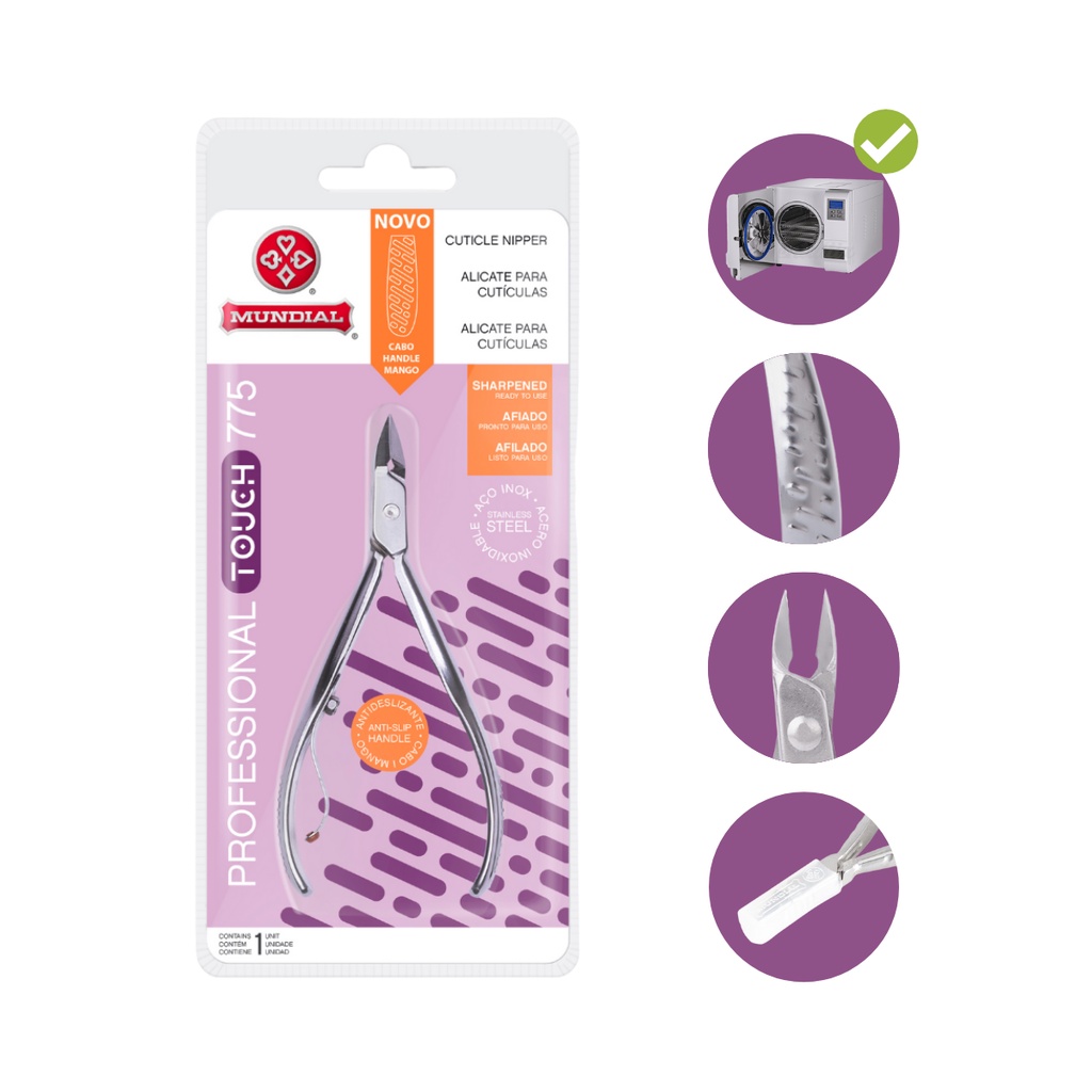 Kit 6 ALICATE CUTICULA 775 PROFISSIONAL MANICURE MUNDIAL AÇO INOX ...