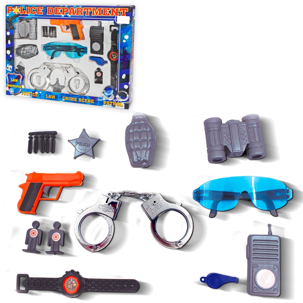 Kit Brinquedo Departamento de Policia Police Fbi Com Algemas Revolver ...
