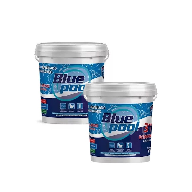 Balde Cloro Piscina C/2un Blue Pool Economic 3 Em 1 C/10kg | Shopee Brasil