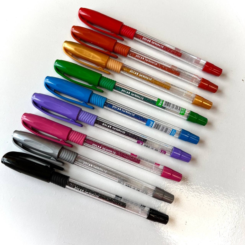 Caneta Gel Brilho com Glitter Jocar Office | Shopee Brasil
