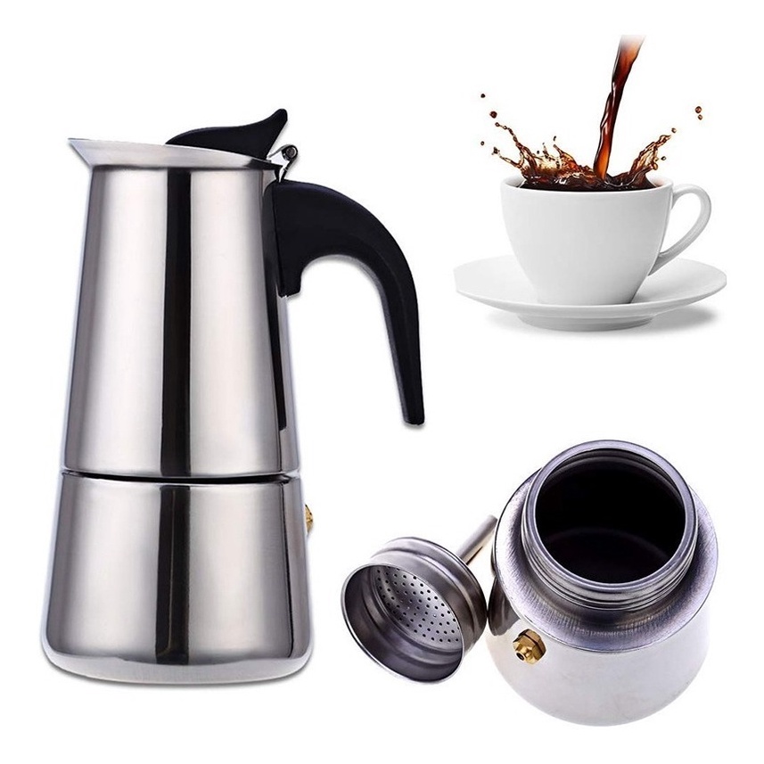Cafeteira Italiana Inox Premium com Design Moderno 300ml para 6 xicaras ...